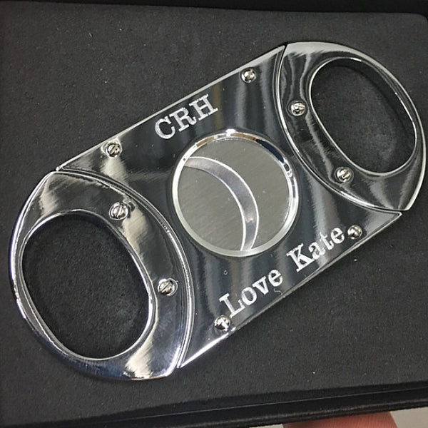 Engraved Two Tone Cigar Cutter - Custom Man Gift Personalized For Him ...